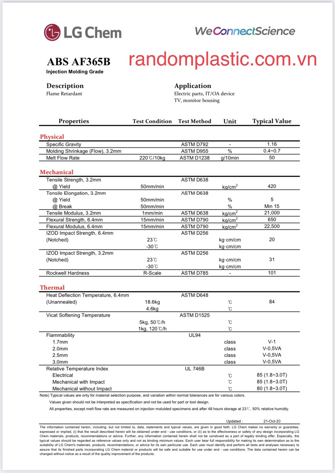 Hạt nhựa ABS chống cháy AF 365B